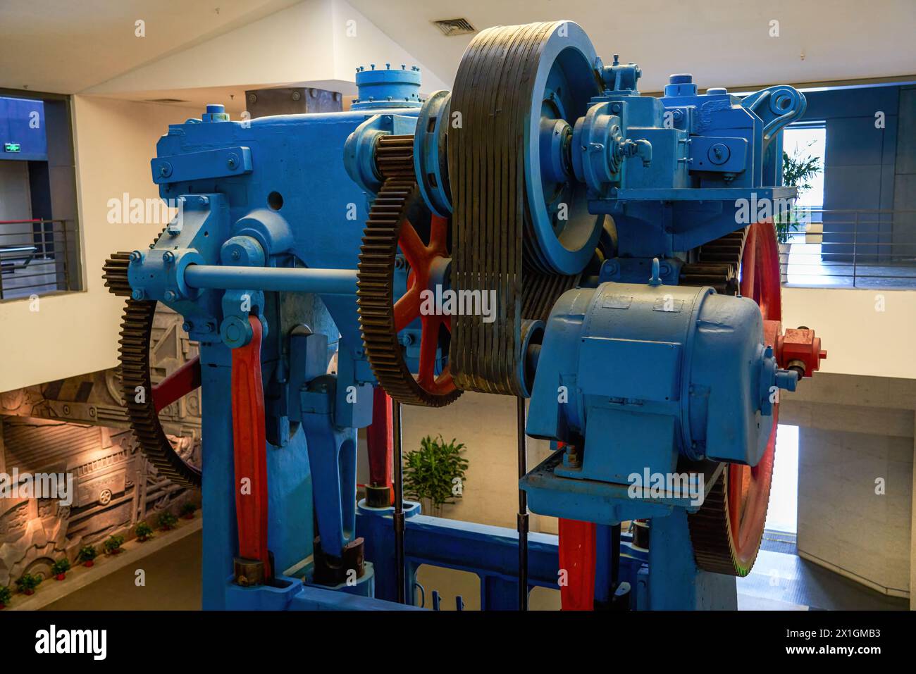 Large machinery and gears at Liuzhou Industrial Museum in Guangxi ...