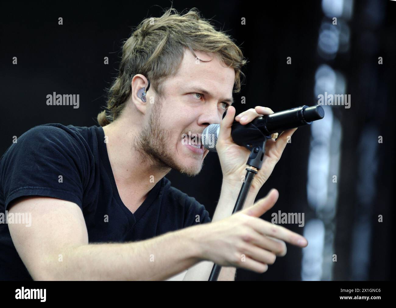 Singer Dan Reynolds of the band 'Imagine Dragons' performs during a ...