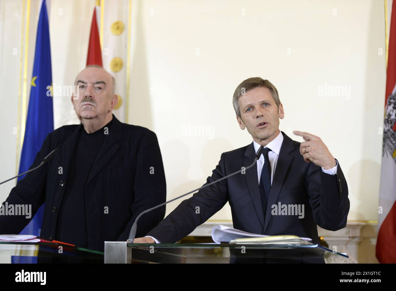 Austrian culture Minister Josef Ostermayer and Georg Springer, CEO of ...