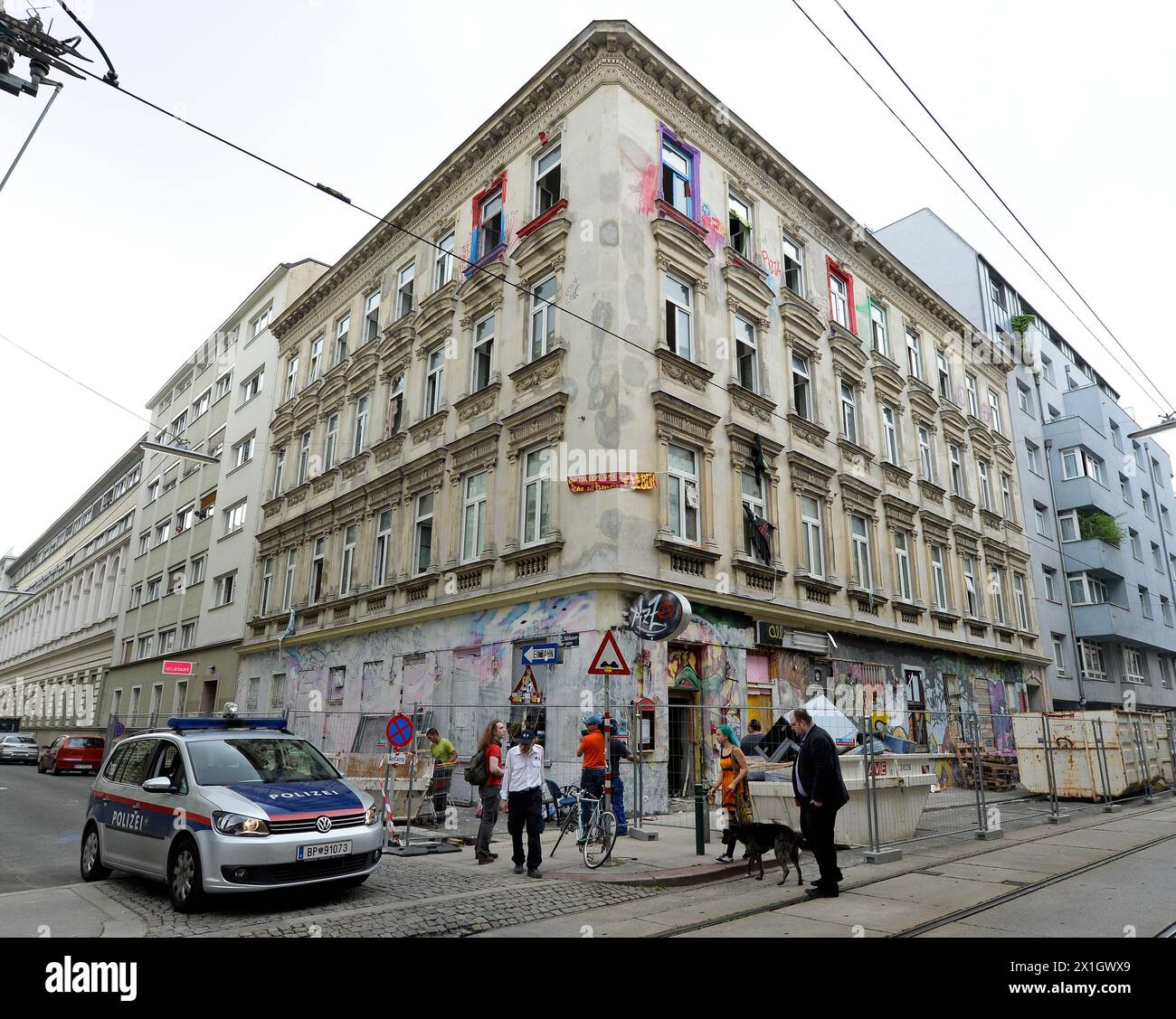 The police cleared the area in front of a house occupied by squatters ...