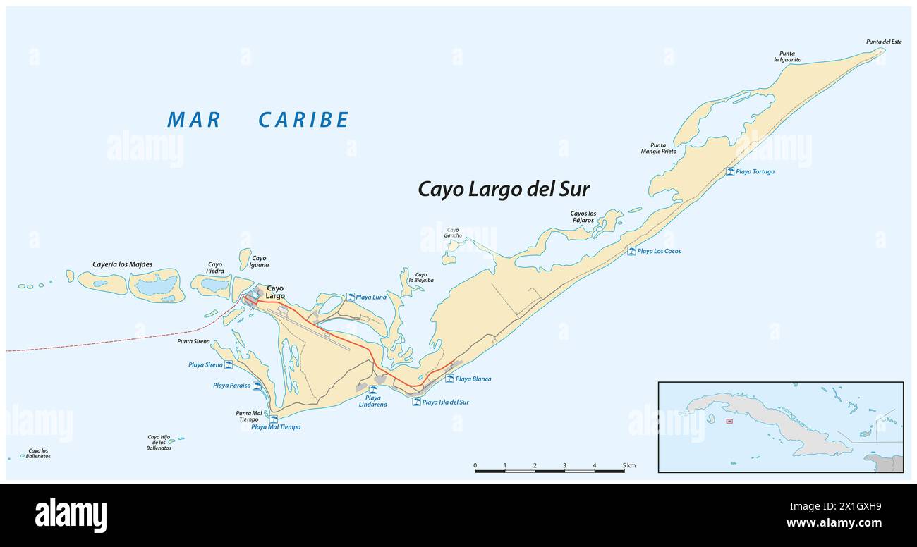 Cayo largo del sur island map hi-res stock photography and images - Alamy