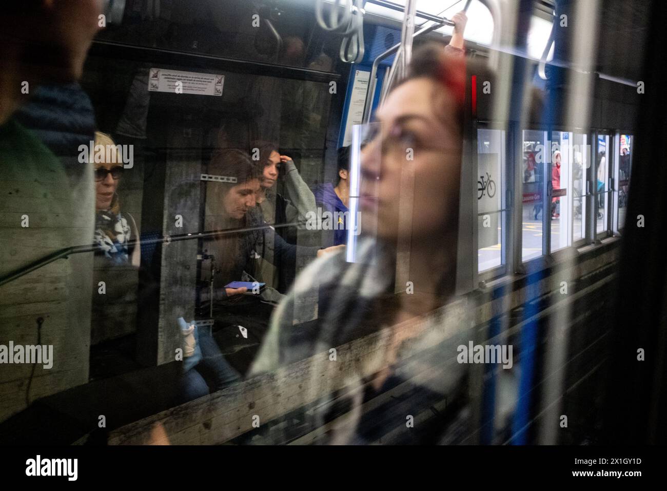 Metro de Lausanne filled with people in Switzerland on 19 May 2023 ...