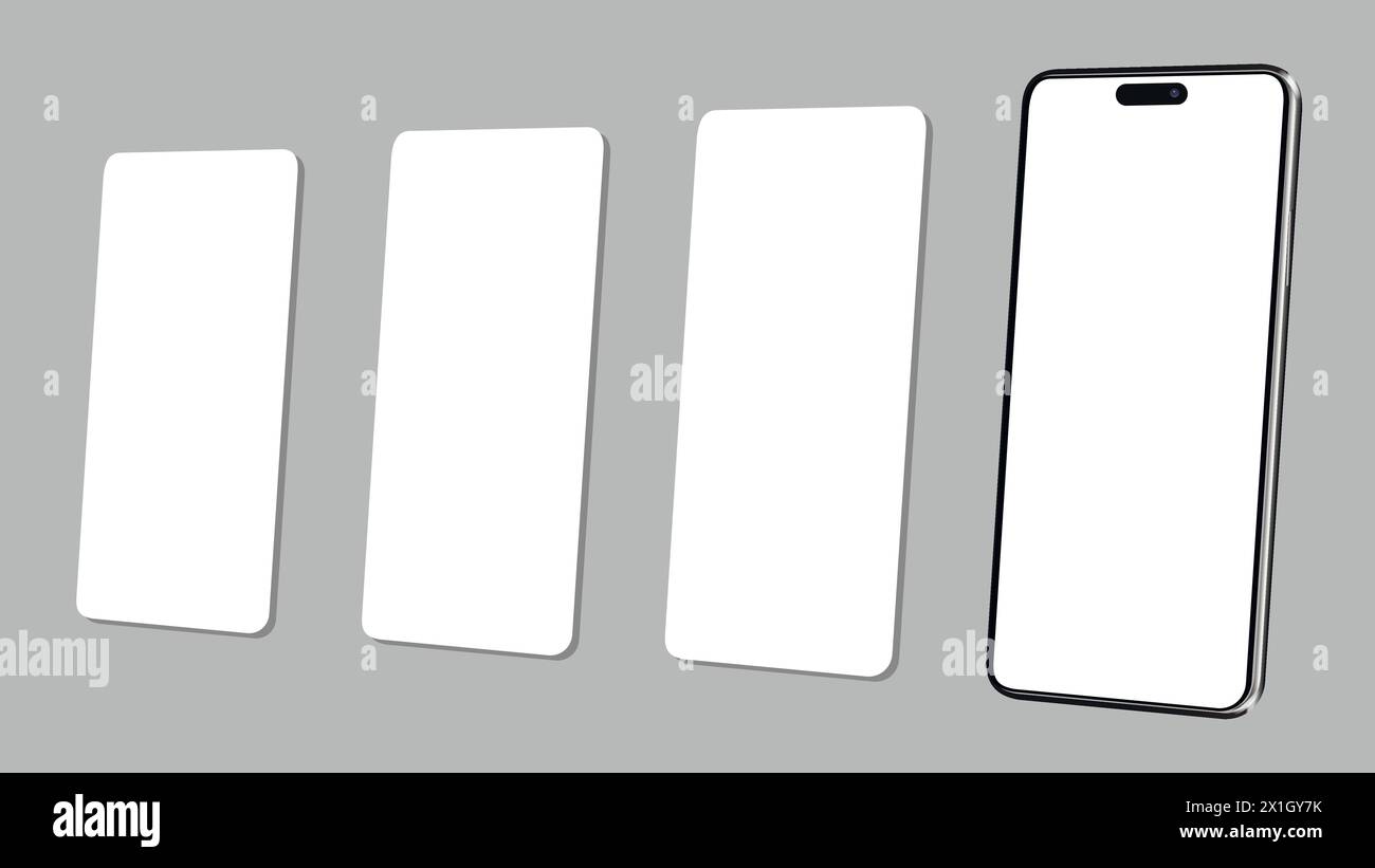 Smartphone mockup with blank wireframing pages. Concept for showcasing ...