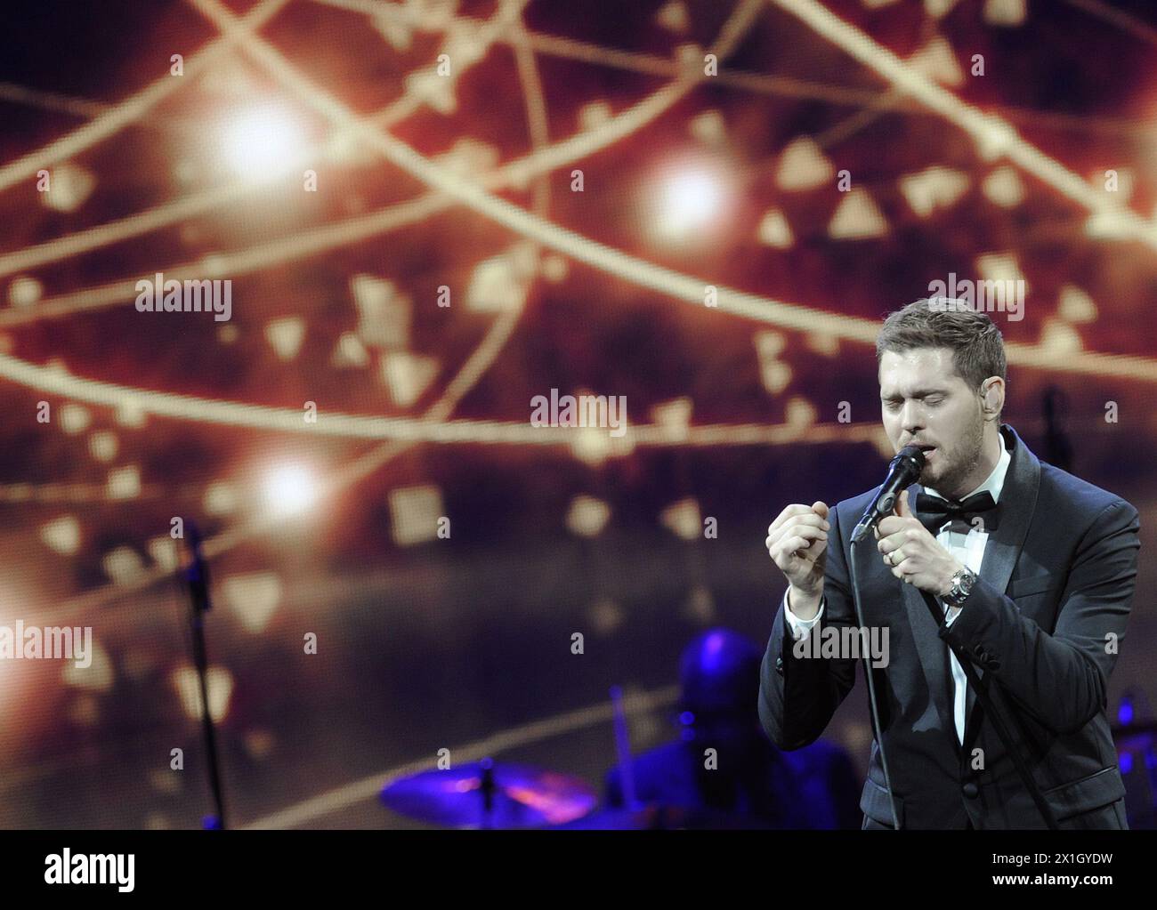 Canadian singer Michael Buble performs on stage during a concert at the ...