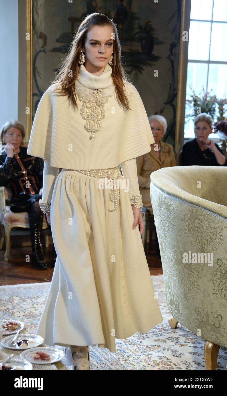 Model Brogan Loftus wears a creation by German designer Karl Lagerfeld ...
