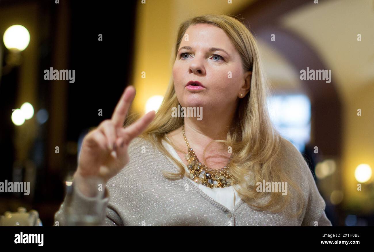 Austrian actress Ulrike Beimpold during an interview about the film ...