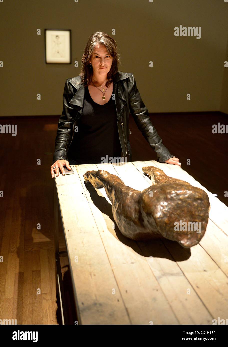 Vienna - British artist Tracey Emin in front of one of her artwork at ...