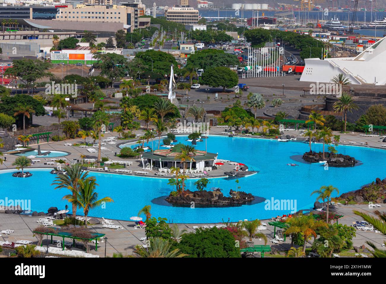 The swimming pool in Santa Cruz, Tenerife Canary Islands. Parque ...