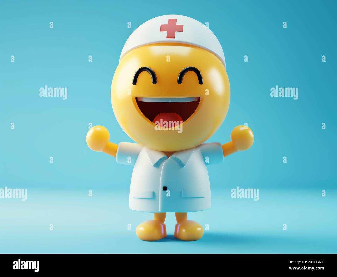 Smilie face nurse emoji 3d character render happy Stock Photo - Alamy