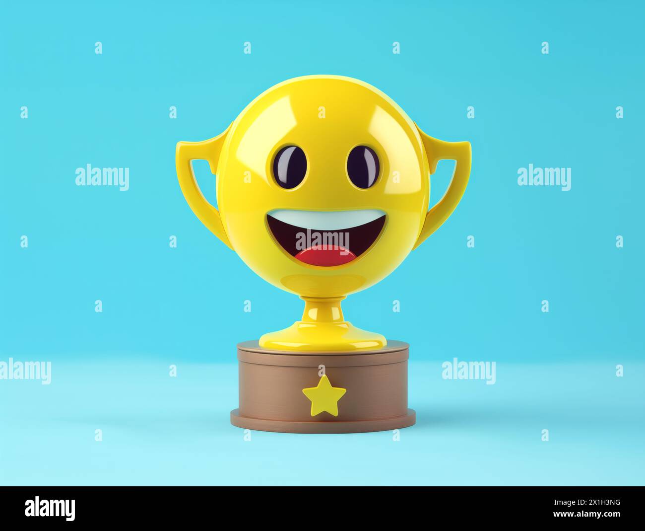 Smilie face emoji award 3d render happy Stock Photo - Alamy