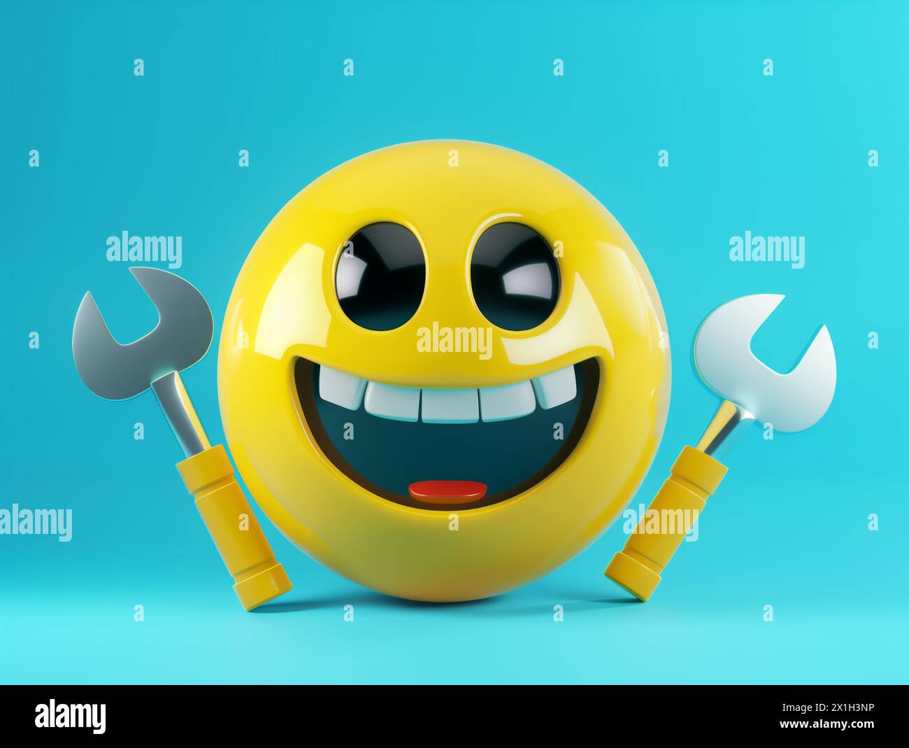 Smilie face emoji engineer 3d render happy Stock Photo - Alamy