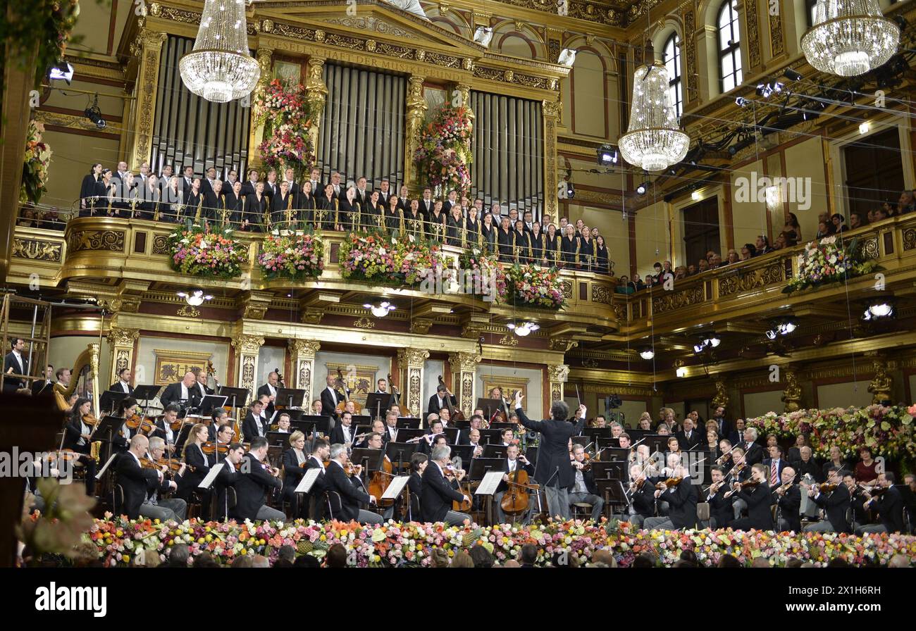 Conductor Gustavo Dudamel and the Vienna Philharmonics during the ...