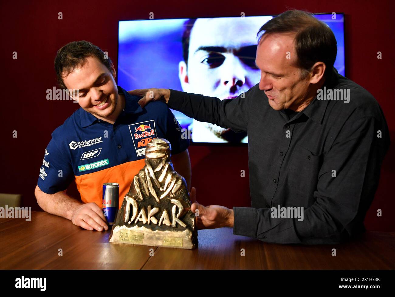 KTM's Austrian biker Matthias Walkner (L) and Heinz Kinigadner (R ...