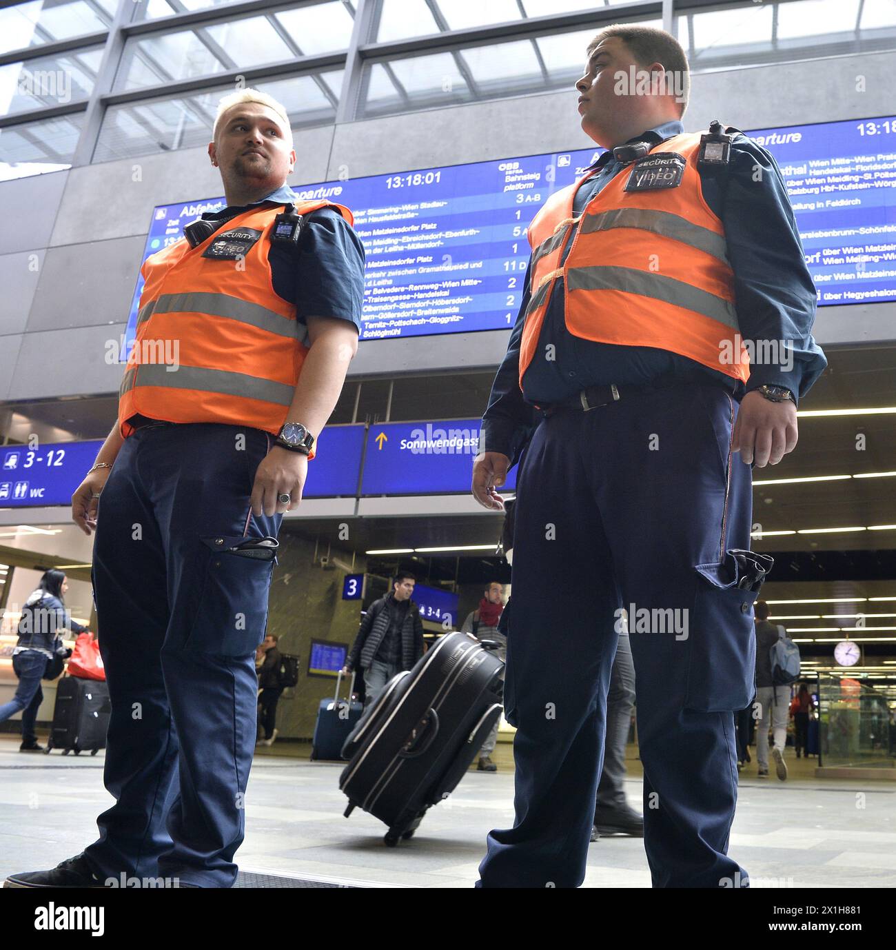Security guards of the OEBB (Austrian Federal Railways) with body ...