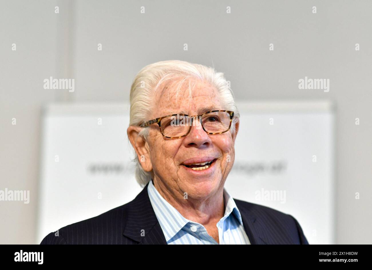 US-Journalist Carl Bernstein reacts during a press conference in Vienna ...
