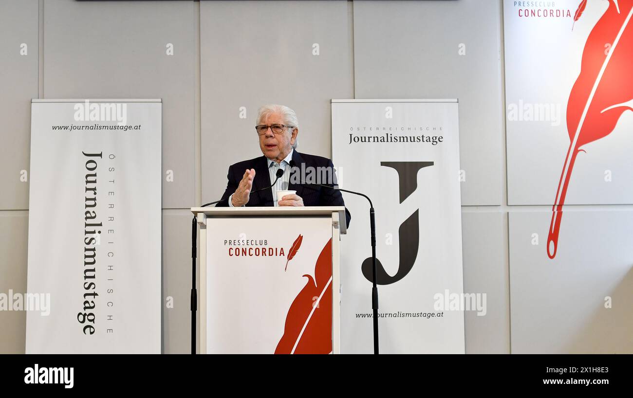 US-Journalist Carl Bernstein reacts during a press conference in Vienna ...