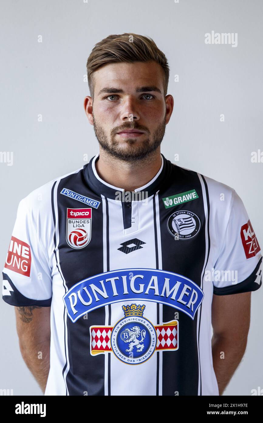 The official team and portrait photo shooting of Austrian Bundesliga SK Puntigamer Sturm Graz in ...