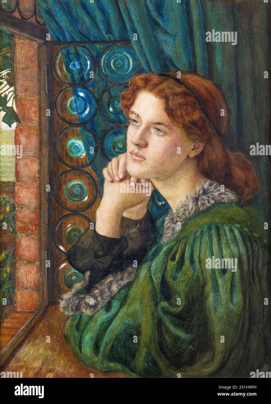 Marie Spartali Stillman painting, Mariana, watercolour and gouache ...