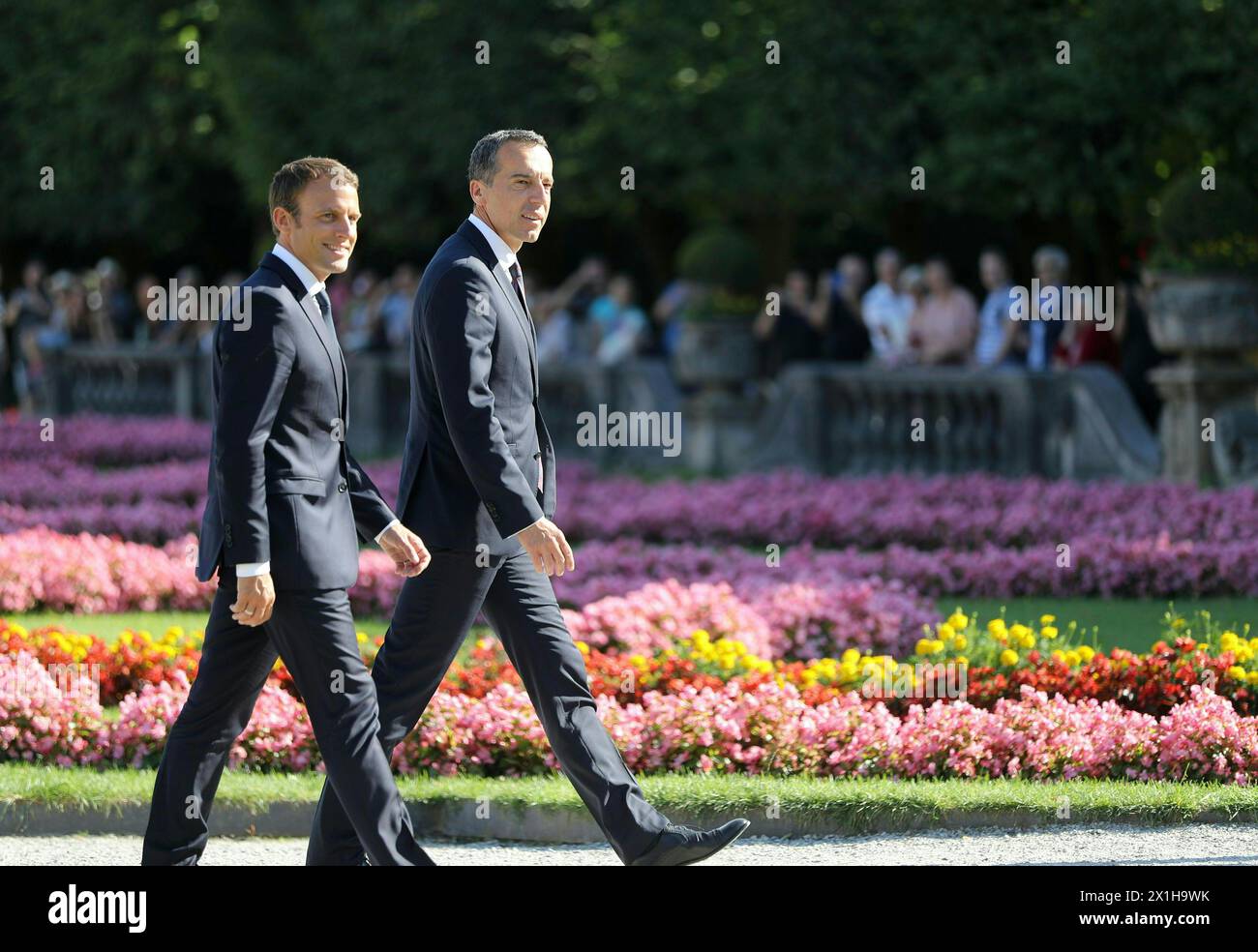 French President Emmanuel Macron (L) and Austrian chancellor Christian ...