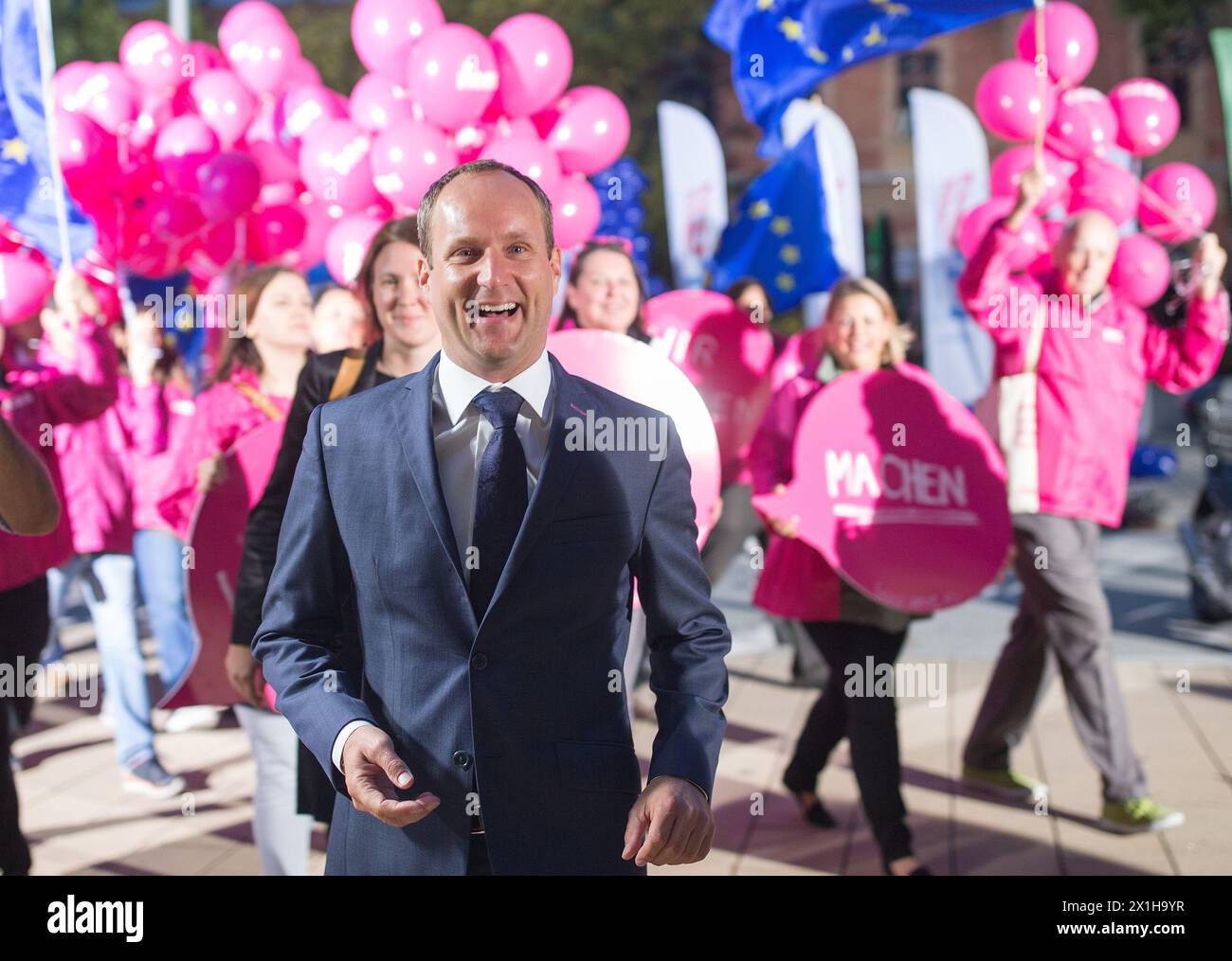 Top candidates Matthias Strolz (Neos) prior Puls 4 tv show in Vienna ...