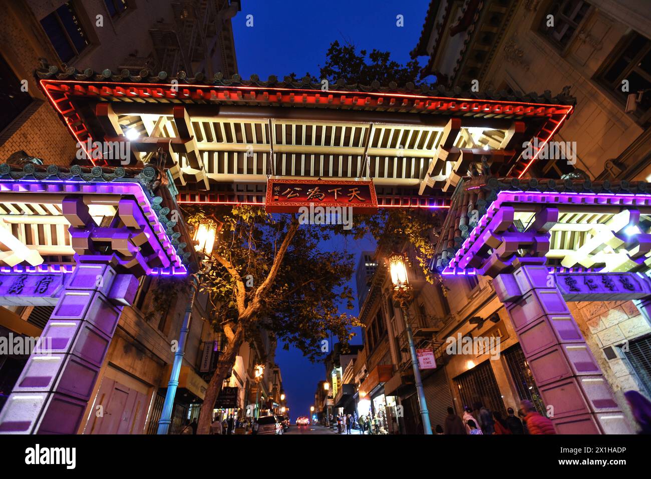 The Dragon Gate to Chinatown at Night - San Francisco, California Stock ...