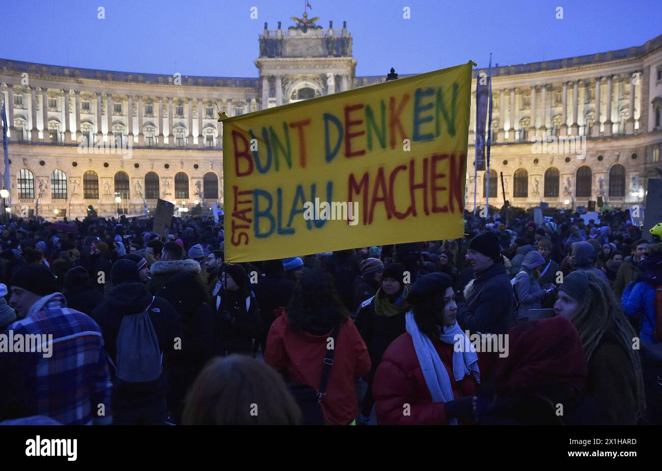Protesters take part in a demonstration against the current Austrian ...