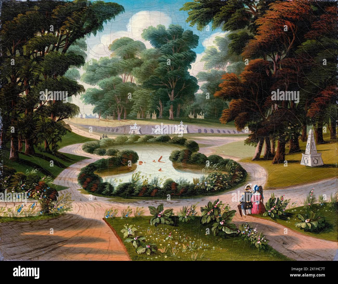 Thomas Chambers landscape painting, Mount Auburn Cemetery, oil on ...