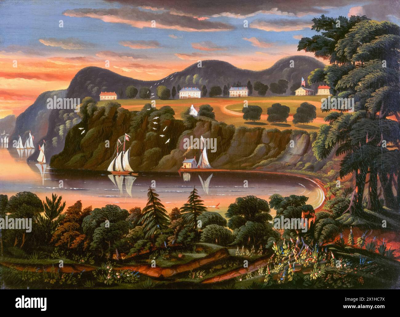 Thomas Chambers, View of Hudson River at West Point, landscape painting ...