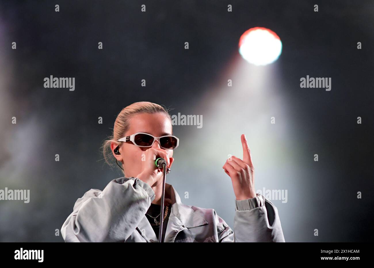 Austrian rapper Mavi Phoenix during concert at Donauinselfest in Vienna ...