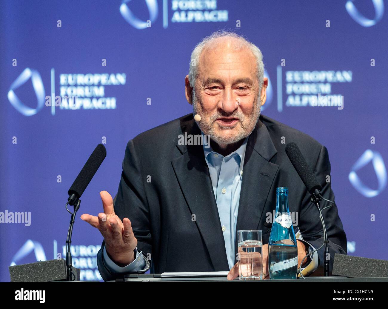 US economist Joseph E. Stiglitz during the beginning of the seminar ...