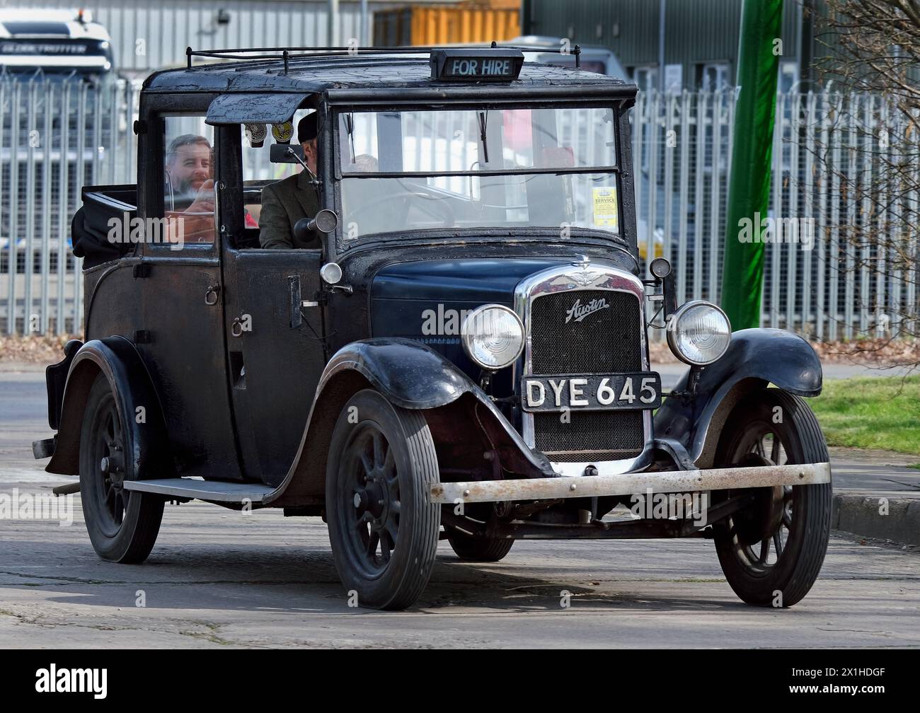Vintage taxi giving rides at a museum event. Transport Stock Photo - Alamy