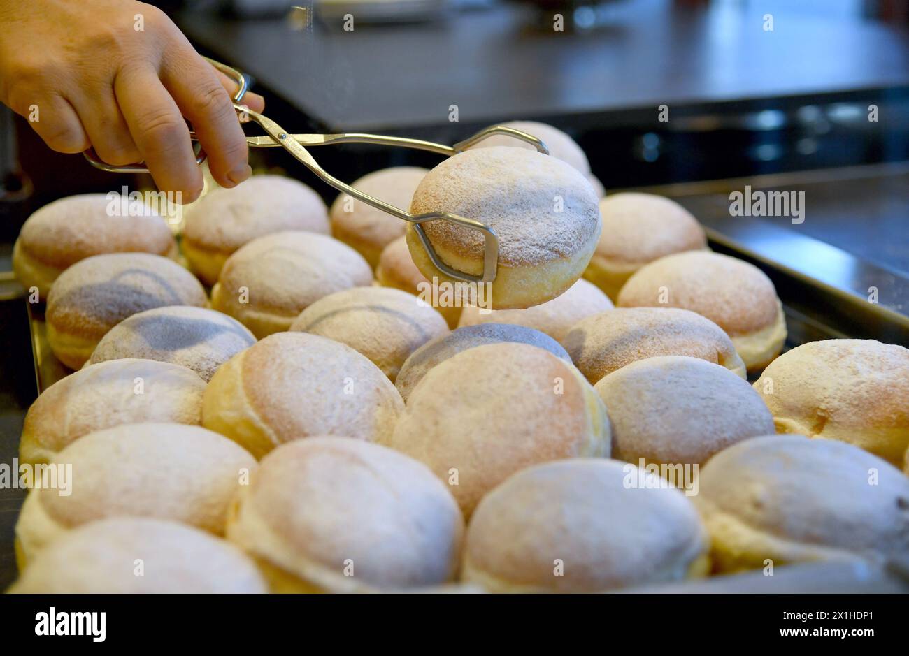 Feature - Jam filled doughnuts, in Austria called Krapfen, dusted with ...