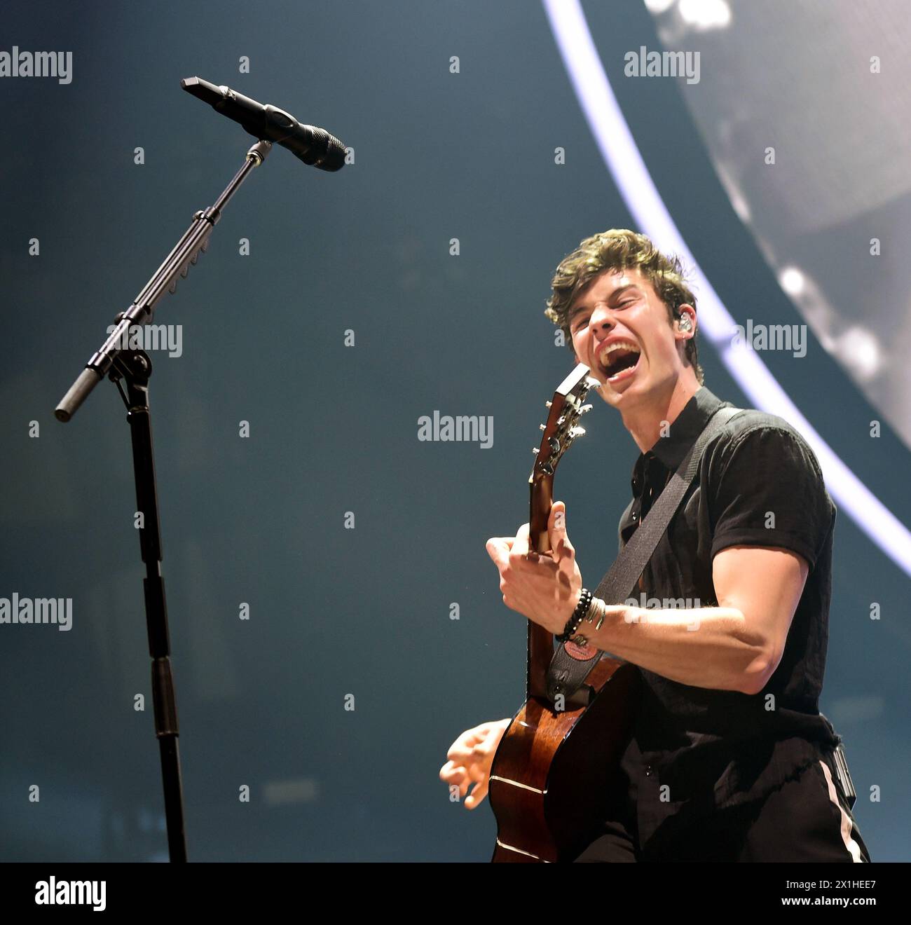 Canadian singer and songwriter Shawn Mendes during concert at ...