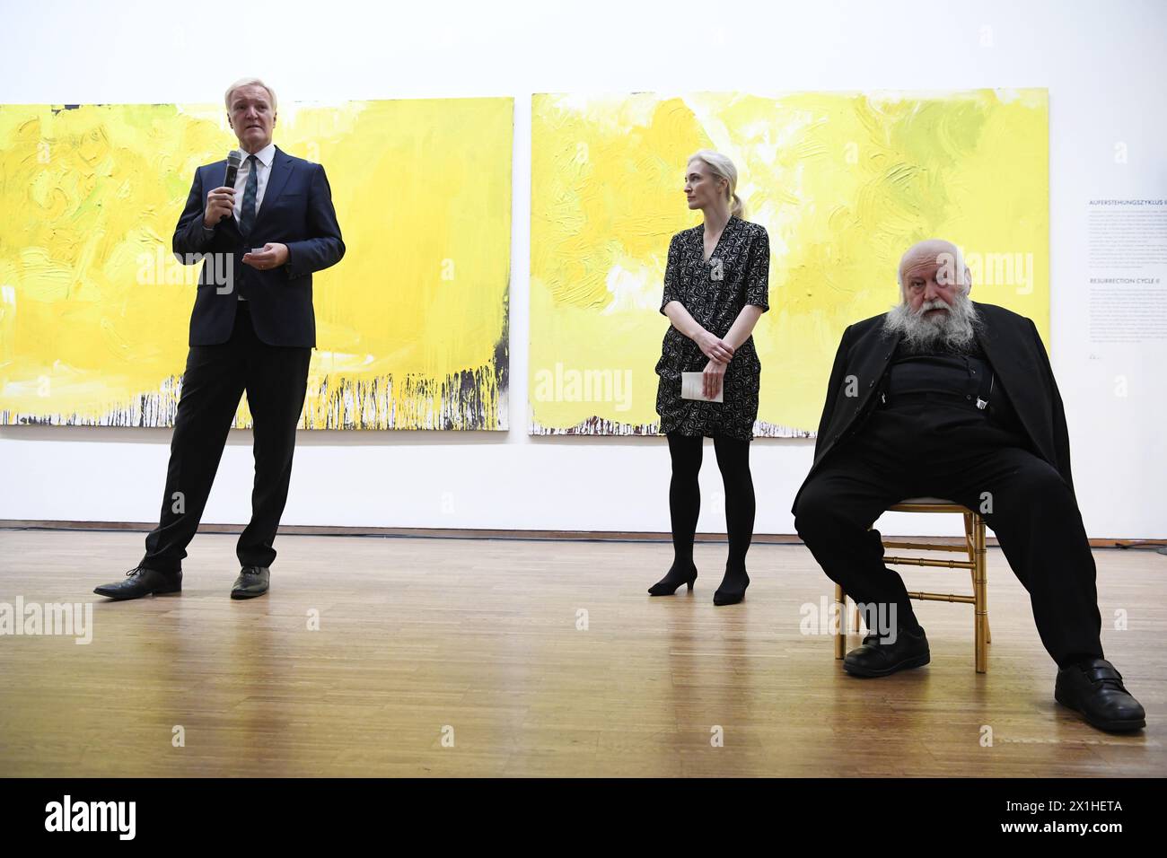 (L-R) Klaus Albrecht Schröder, Elsy Lahner and Austrian artist Hermann ...