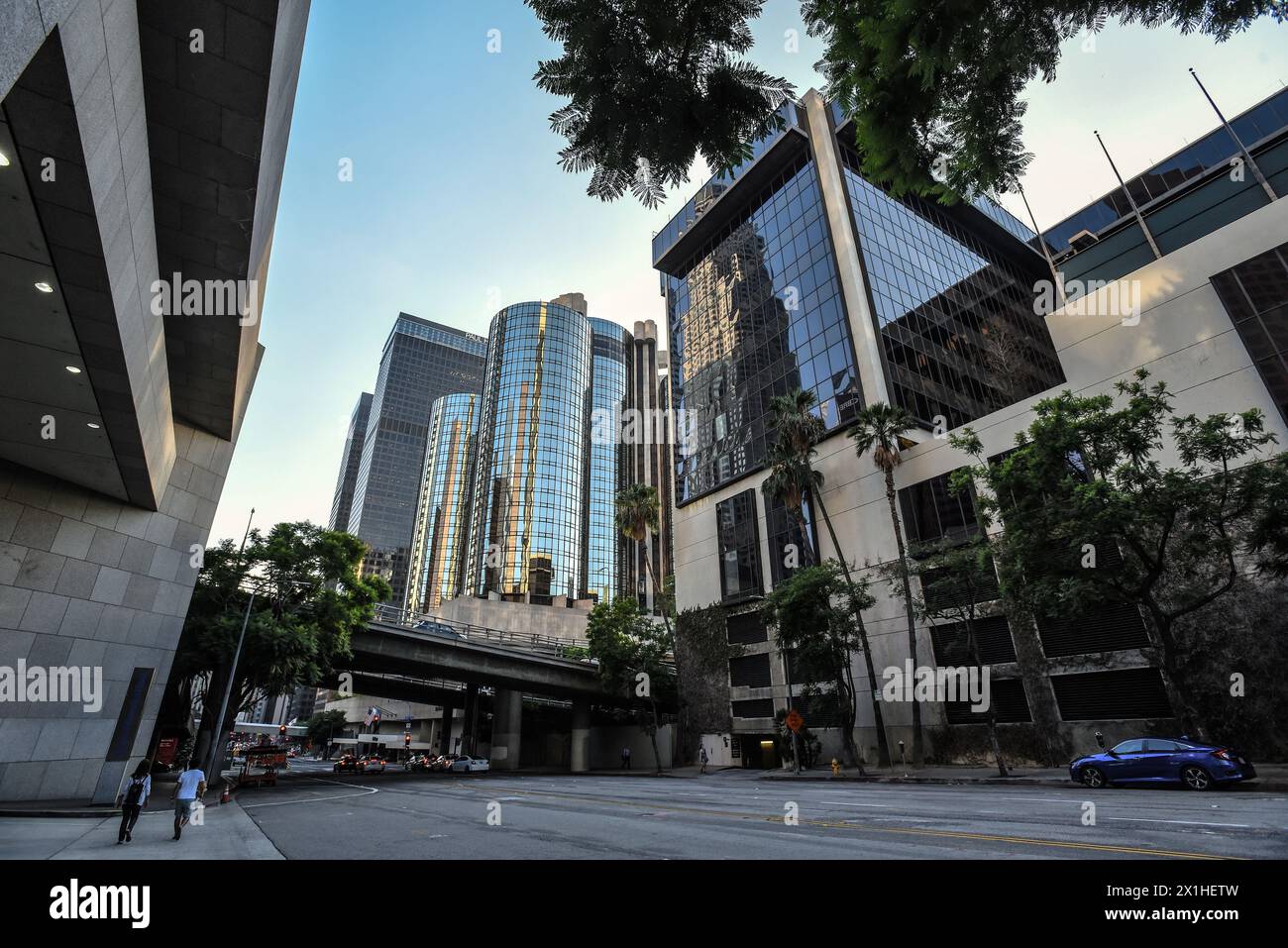 Modern Buildings of Flower Street in Downtown Los Angeles, California ...