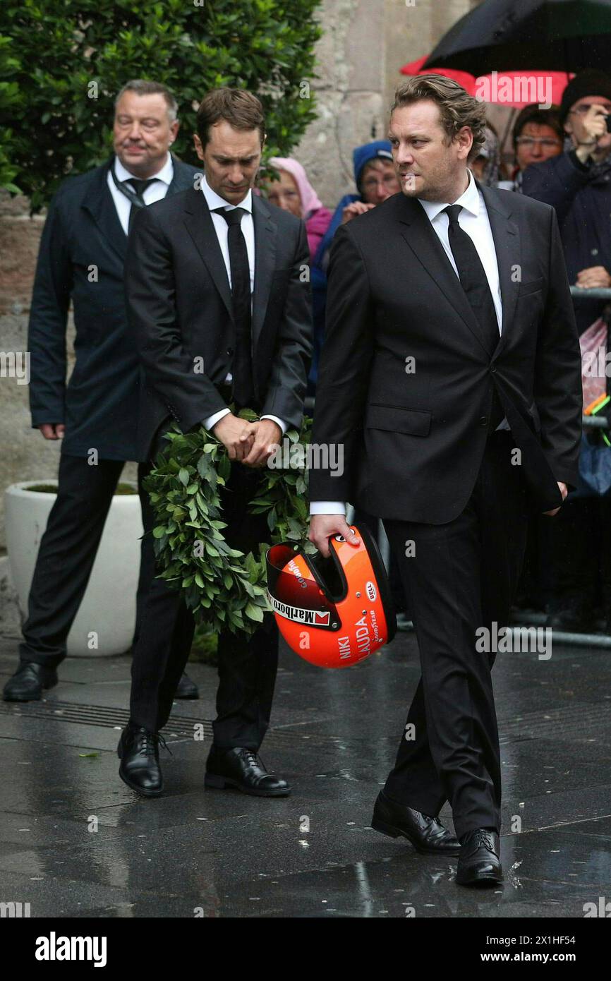 (LtoR) Mathias Lauda and Lukas Lauda during Niki Lauda's funeral ...