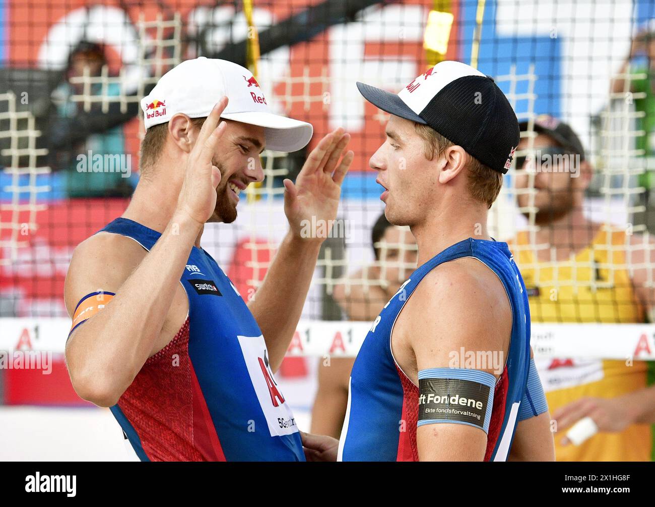 LtoR Anders Mol / Christian Sorum (NOR) winners of the men's finale vs ...