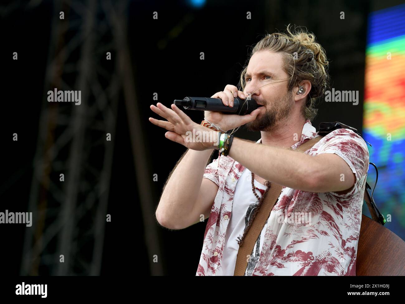 South African singer Jeremy Loops performing at the "Frequency 2019 ...