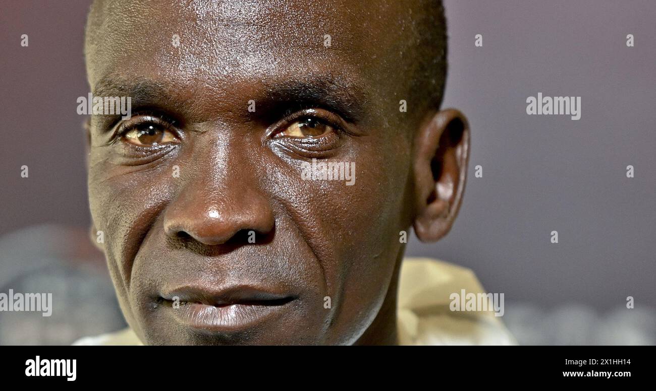 Kenya's Eliud Kipchoge poses for photographers prior to his press ...