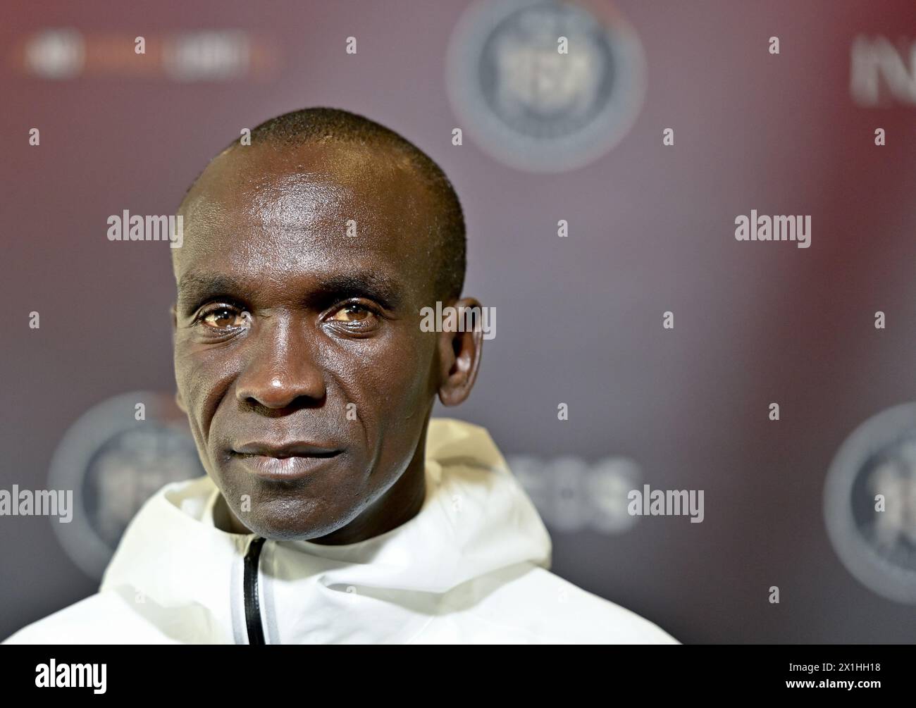 Kenya's Eliud Kipchoge poses for photographers prior to his press ...