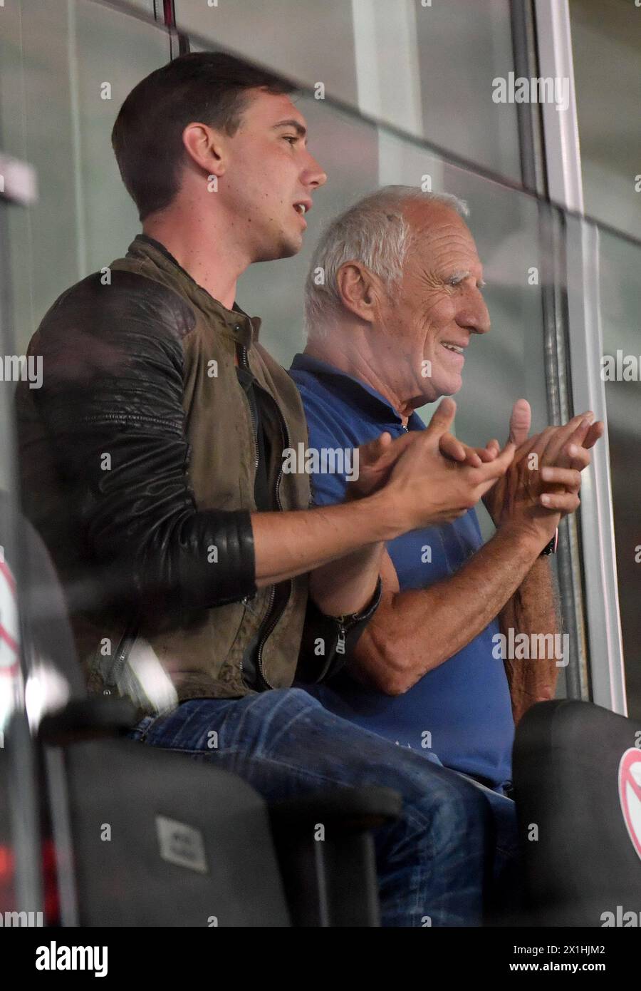 GmbH Dietrich Mateschitz (r.) with his son Mark Gerhardter during ...