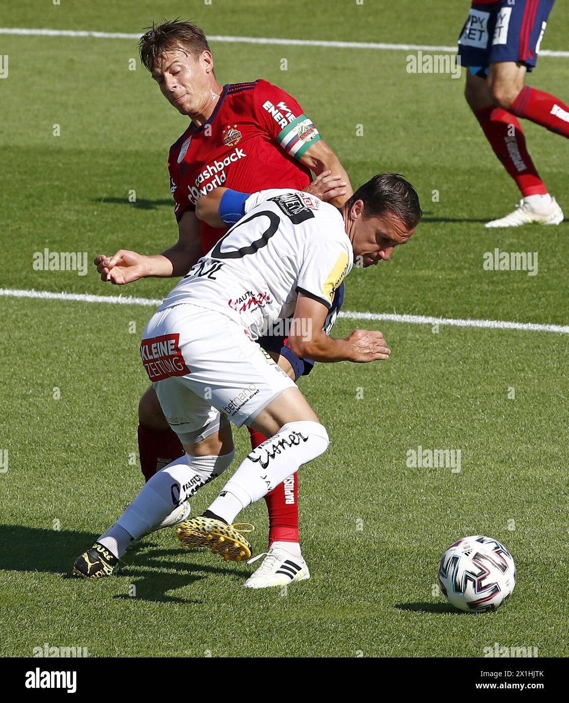(L-R) Stefan Schwab and (SK Rapid Wien) Michael Liendl (RZ Pellets WAC ...