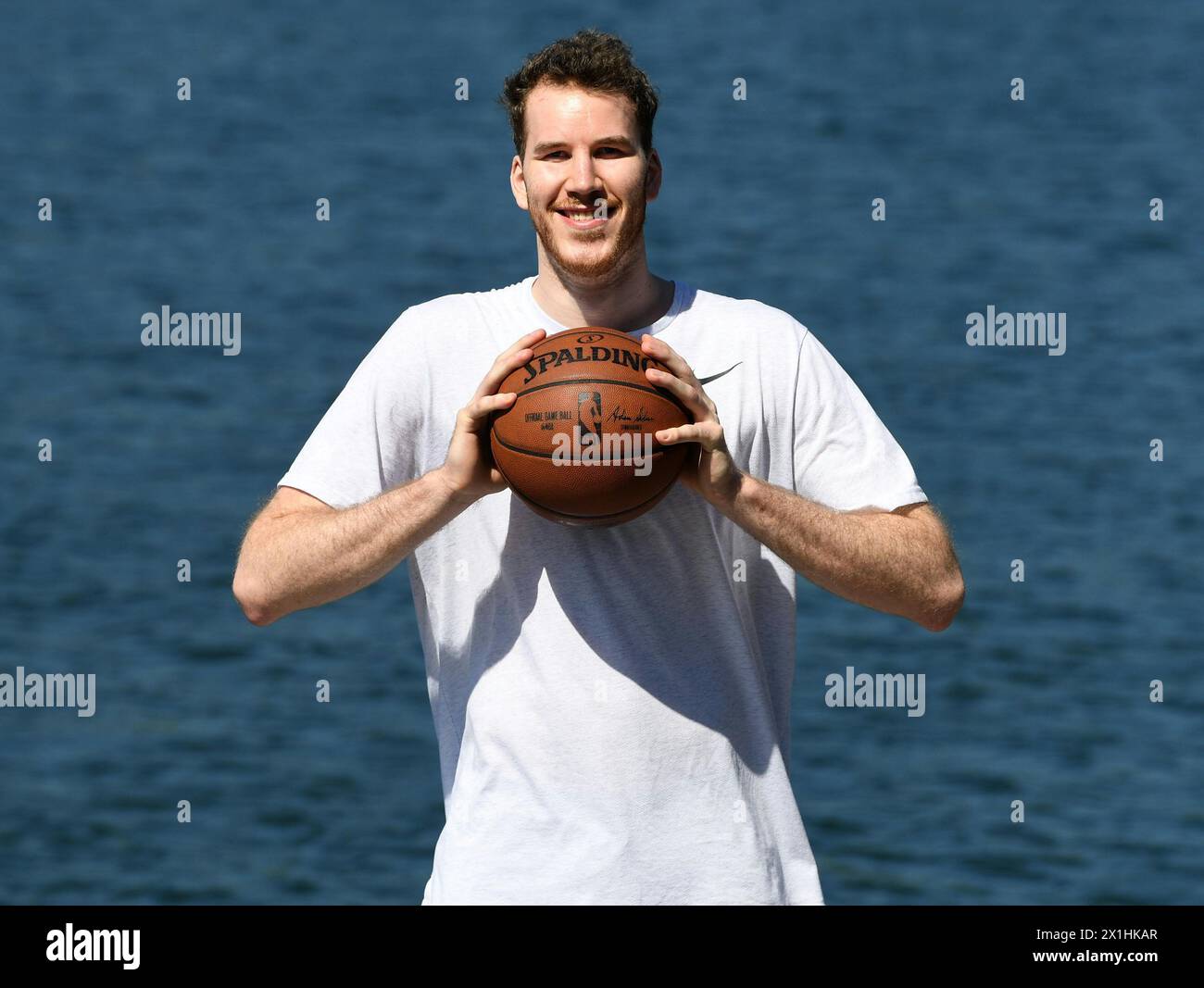 NBA basketball player Jakob Poeltl (San Antonio Spurs) during press ...