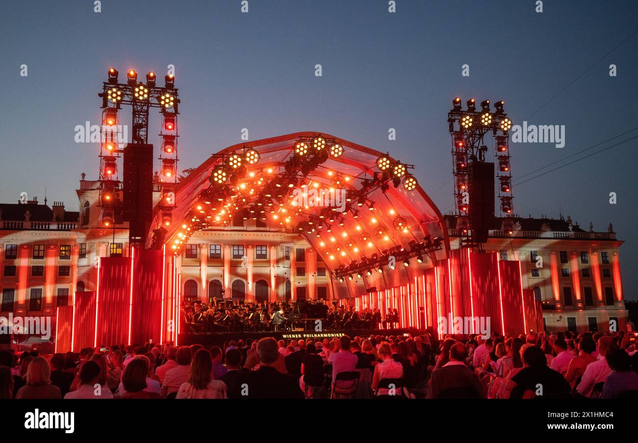 The Vienna Philharmonic Orchestra performs on stage during the Summer ...