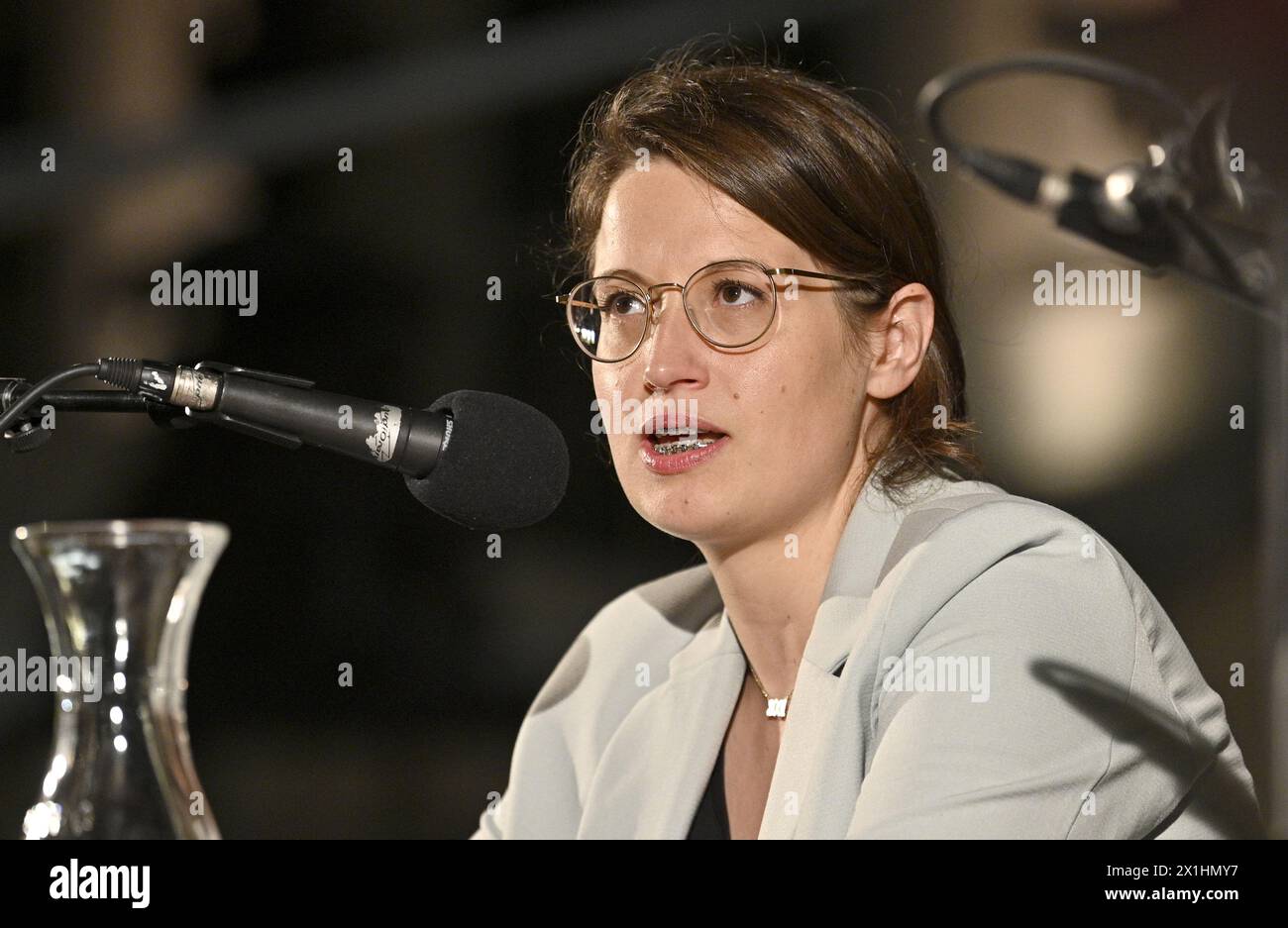 Austrian writer Angela Lehner during the "O-Töne 2021" literature ...
