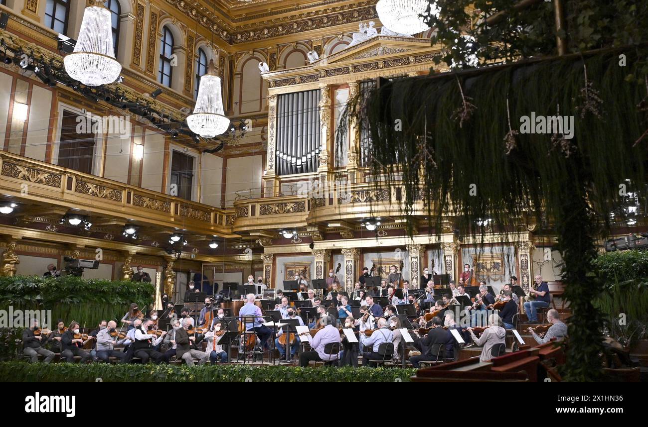Musicians of the Vienna Philharmonic perform during a rehearsal of the ...