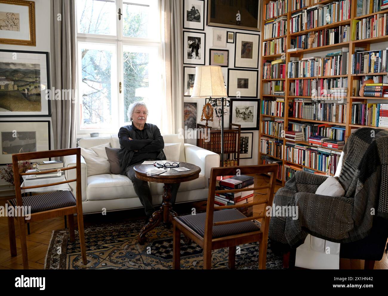 Austrian writer Karl-Markus Gauß during interview with Austria Presse ...
