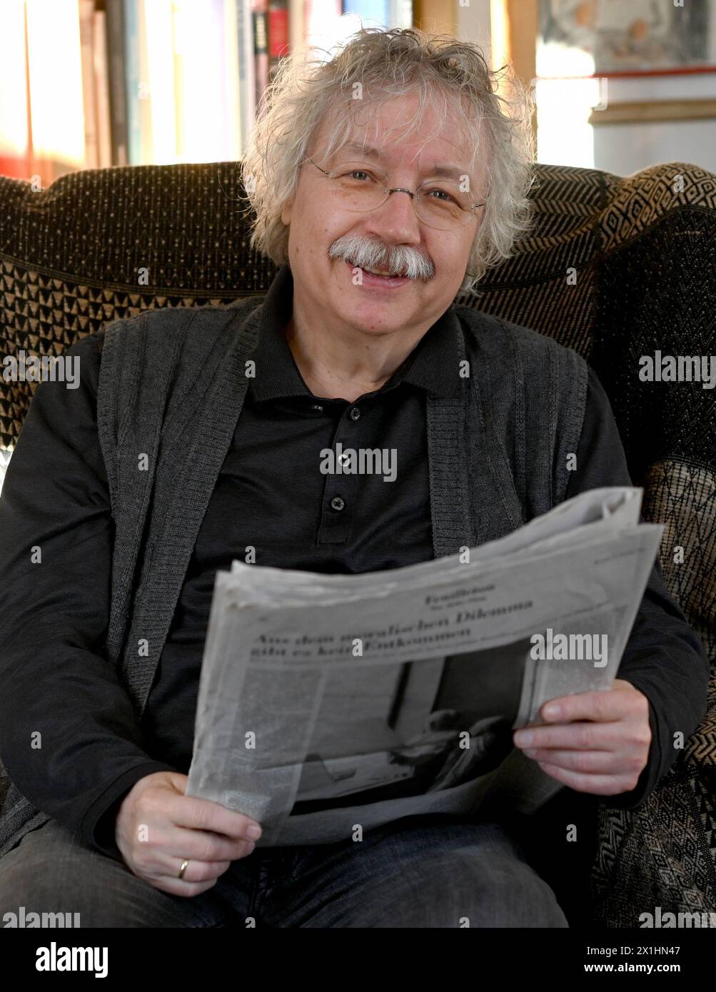 Austrian writer Karl-Markus Gauß during interview with Austria Presse ...