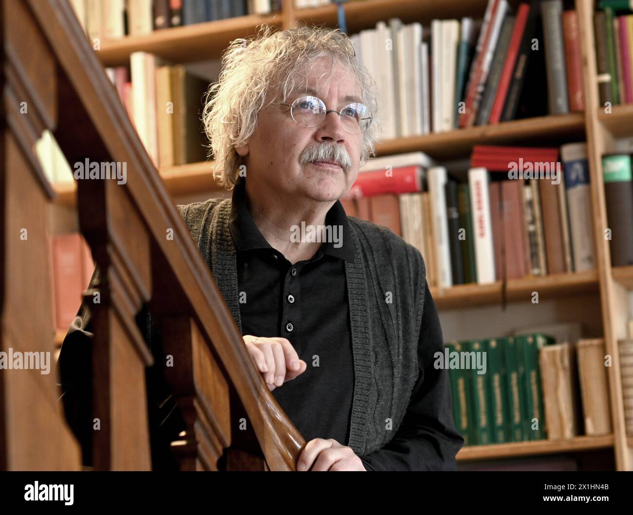 Austrian writer Karl-Markus Gauß during interview with Austria Presse ...