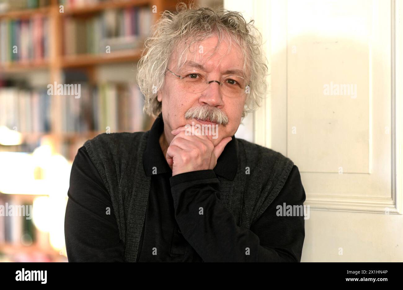 Austrian writer Karl-Markus Gauß during interview with Austria Presse ...